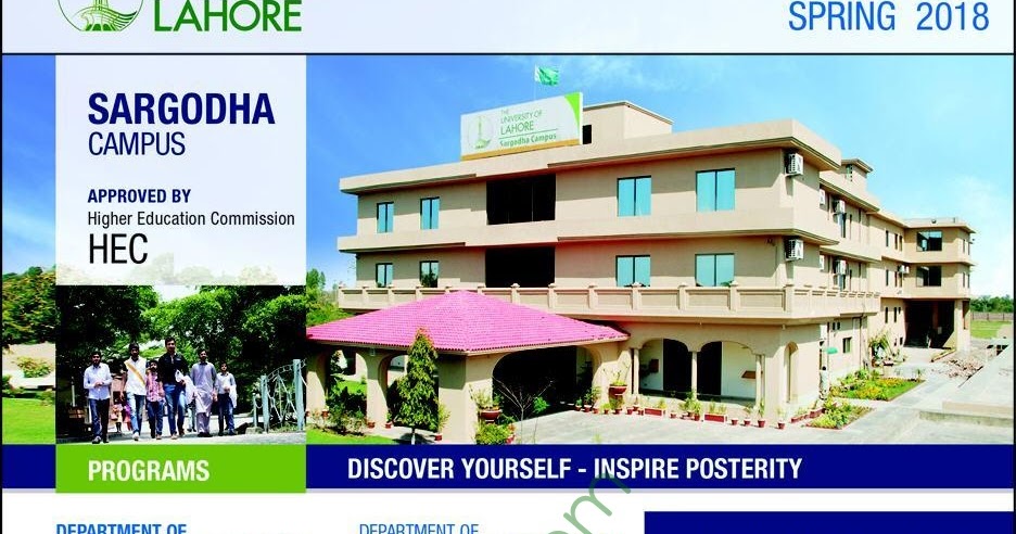 The University of Lahore Admissions Open Spring 2018 Sargodha Campus ...