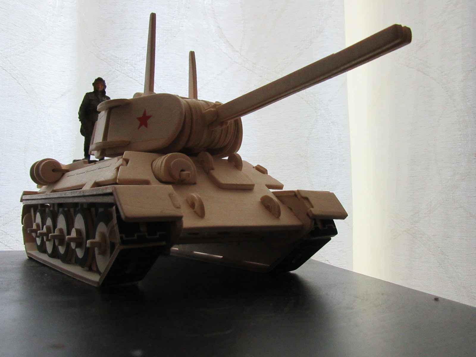 Toy soldiers and real battles: Wooden Soviet T-34 tank