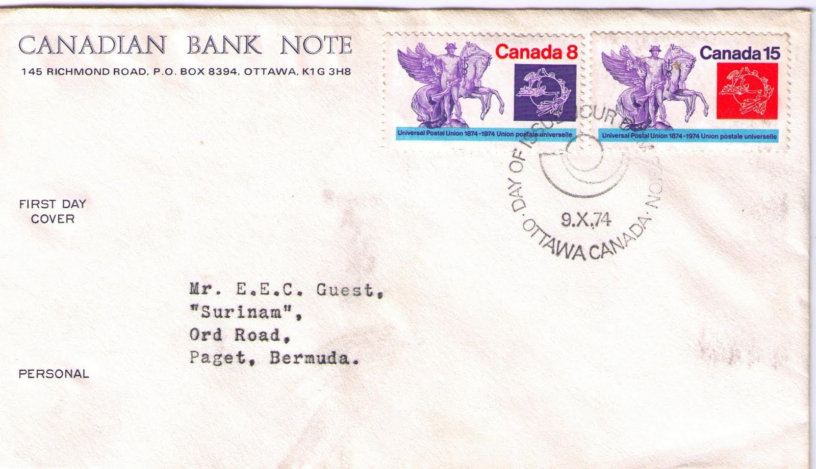 Postal History Corner: 1974 Canadian Commemoratives : Private First Day ...