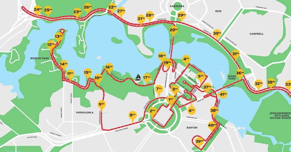 Canberra Marathon ("Australian Running Festival") courses and timetable ...