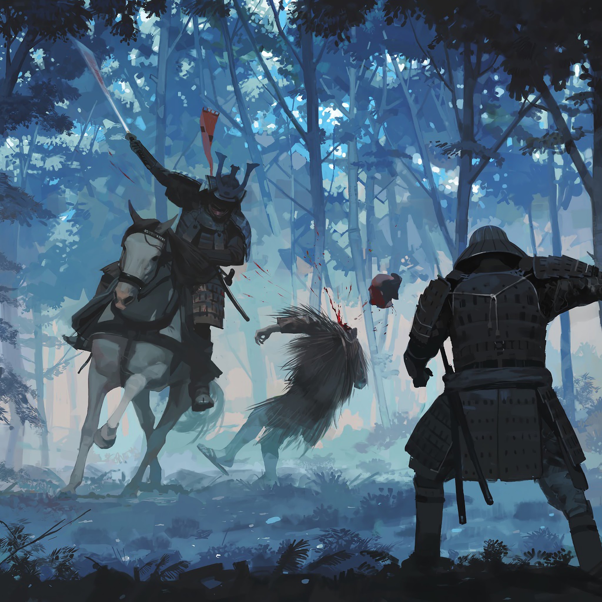 Samurai, Battle, Forest, 4K, 3840x2160, #10 Wallpaper PC Desktop