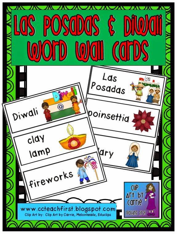 Clip Art by Carrie Teaching First: Las Posadas and Diwali Word Wall Cards