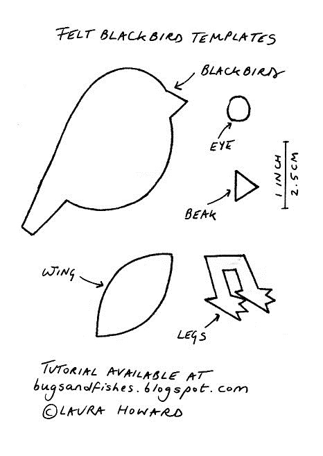 Bugs and Fishes by Lupin: How To: Make a Pair of Felt Blackbirds