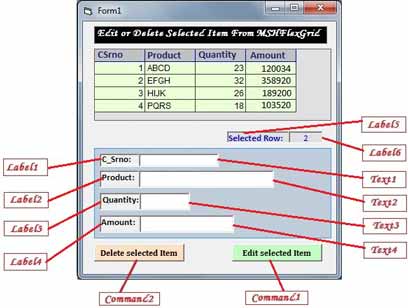 Edit or Delete Selected Item from MSHFlexGrid in VB6.0 Tips - SKOTechLearn Tips