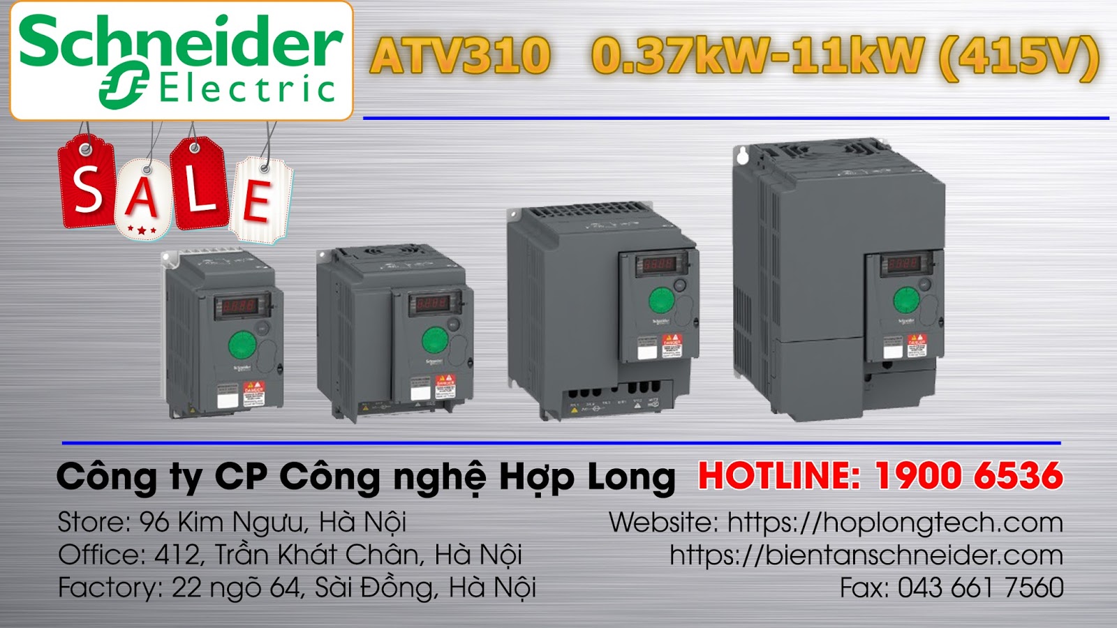 ATV310HD11N4E 3 pha 380...460V: 11 kW (15 hp) Biến tần Schneider ...
