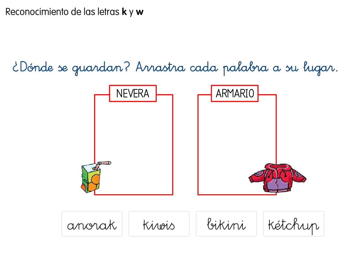 Primero de mi cole: Repaso de k, x, w.