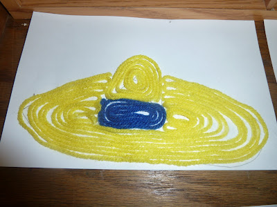 The Crafts Corner: Little Hands Art #1 - Art work made with yarn and glue