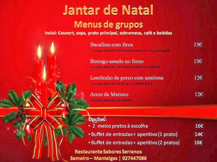 Blogue Sameiro: Restaurante Sabores Serranos - Jantar de Natal - Menus ...