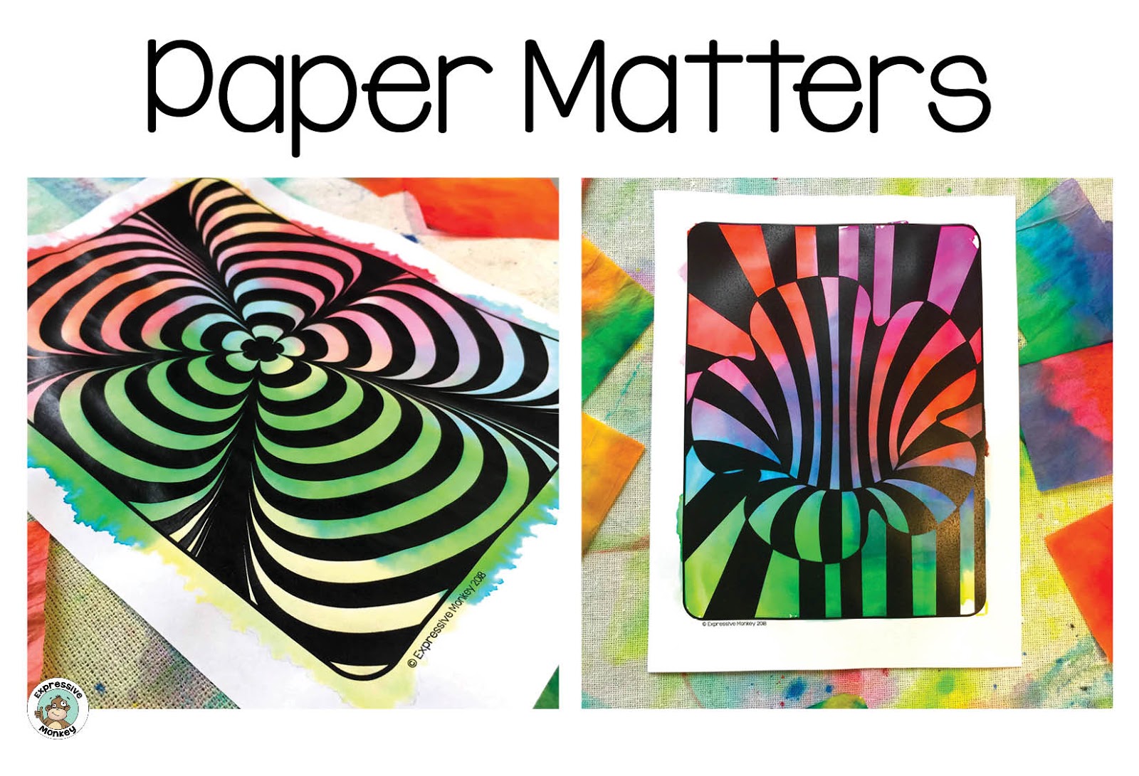 Op Art Flower: Tissue Paper Bleeding Art - Expressive Monkey