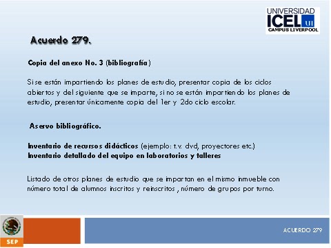 Maestría en Ciencias de la Educación: Acuerdo 279 "Presentación"