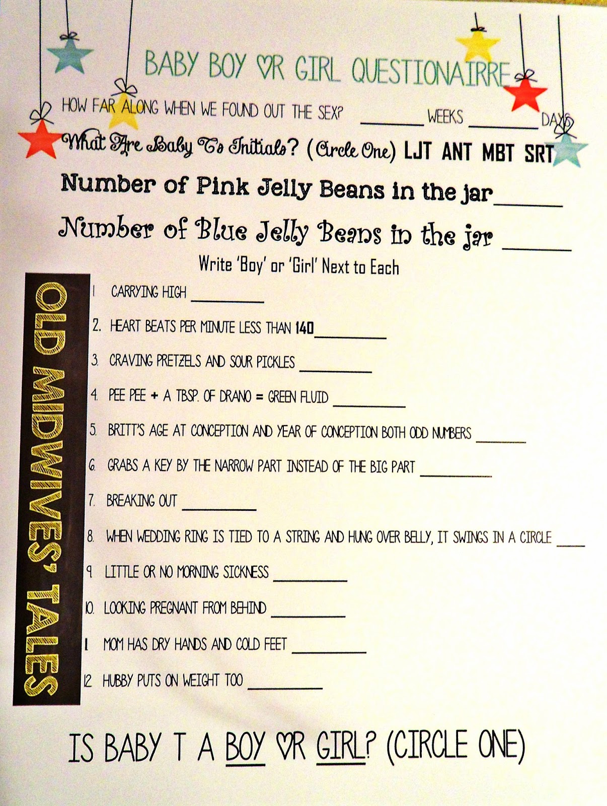 Mrs. Frog Prince: A Starry Gender Reveal Party