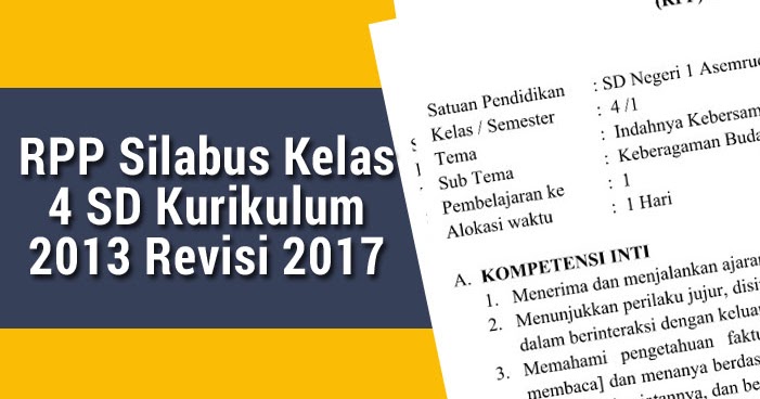 RPP Silabus Kelas 4 SD Kurikulum 2013 Revisi 2017 - Biologizone