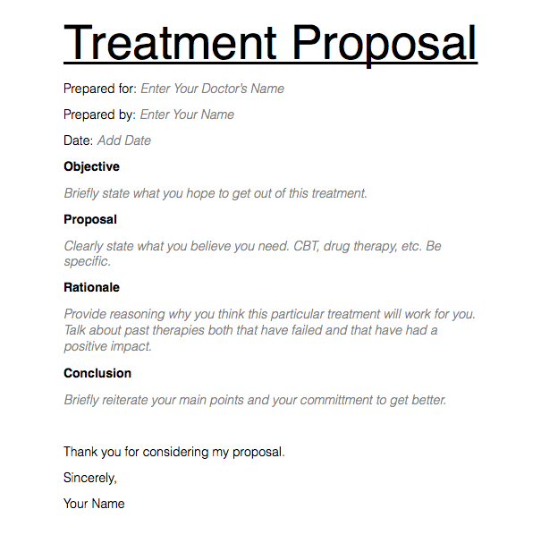 Treatment Proposal: Getting the Treatment YOU Want | Brain Cooties