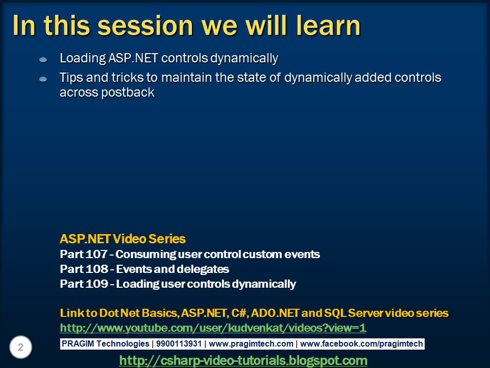 Sql Server Net And C Video Tutorial Part 110 Loading Aspnet Controls Dynamically