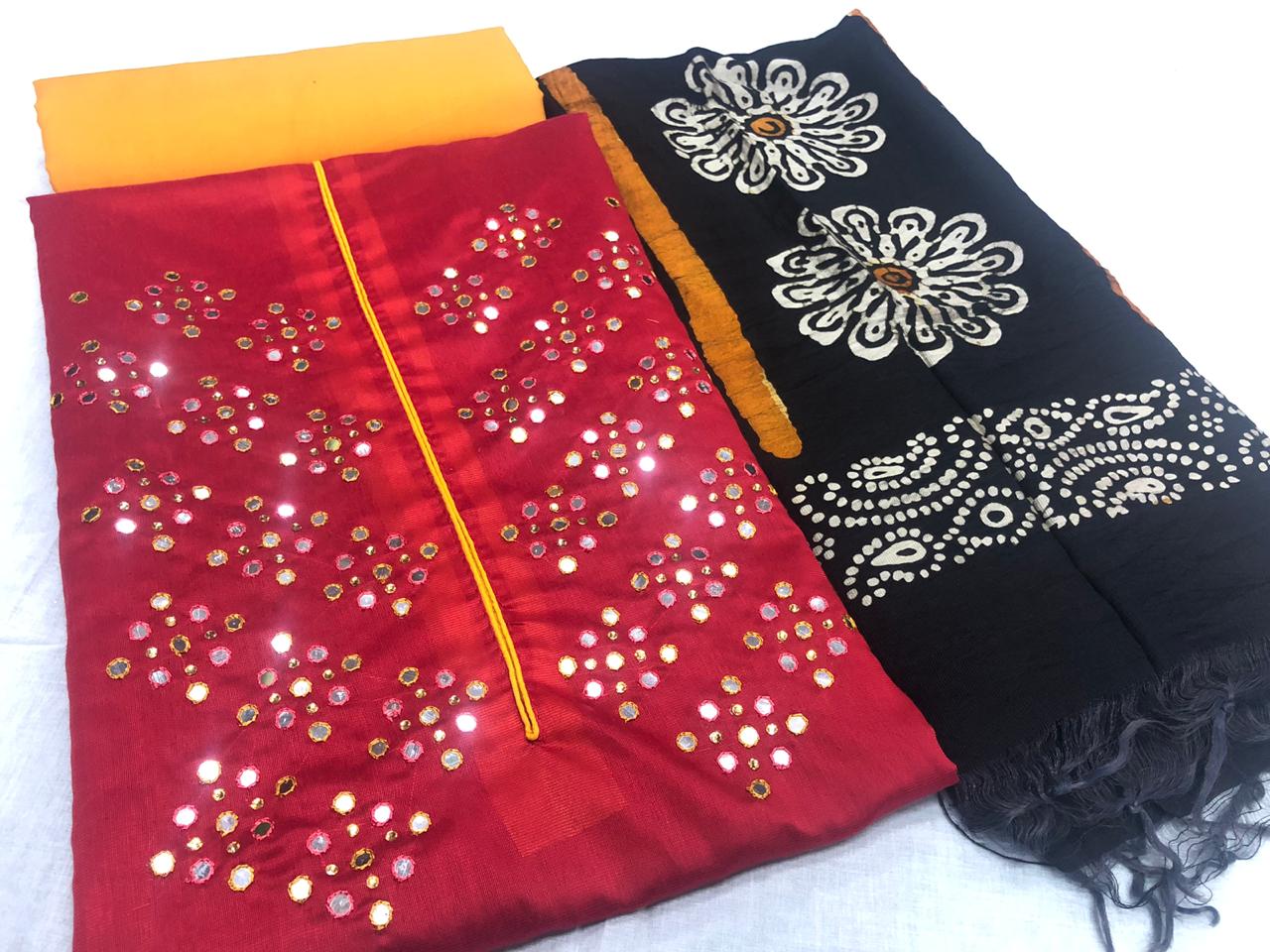 Latest mirror work dress materials