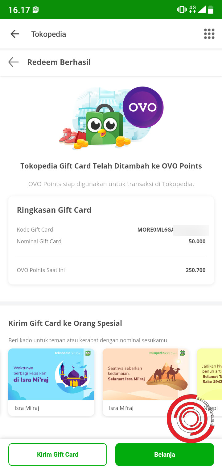 Cara Menggunakan Kode Gift Card Tokopedia Menjadi OVO Points Supaya ...