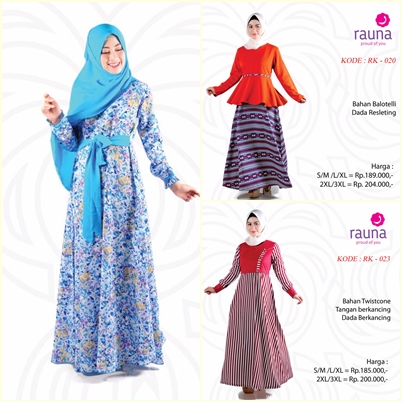 KOLEKSI GAMIS MUSLIMAH SYAR'I RAUNA RK 20, 23, 29