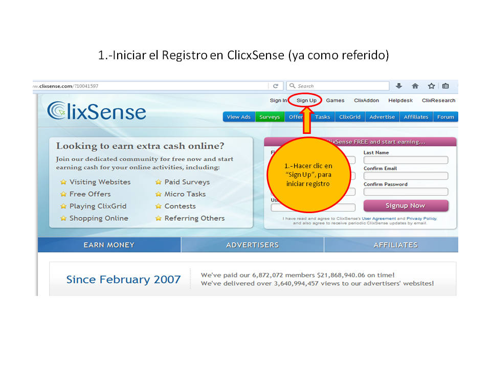 Ganar Dinero con la Red: como registrarme en clixSense