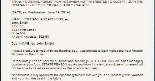 Thank You Letter with Denying Job Offer