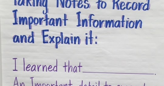 ELA Anchor Charts: Taking Notes to Record Important Information