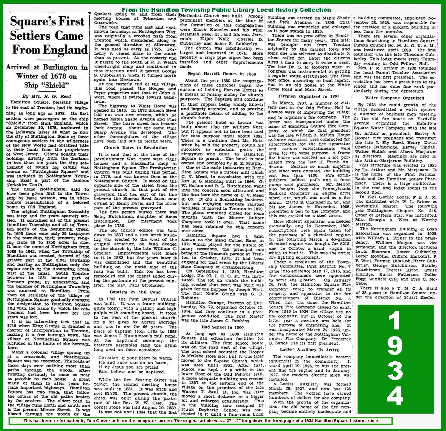 TOM GLOVER'S HAMILTON LIBRARY SCRAPBOOK: LOCAL HISTORY WITH A PERSONAL ...