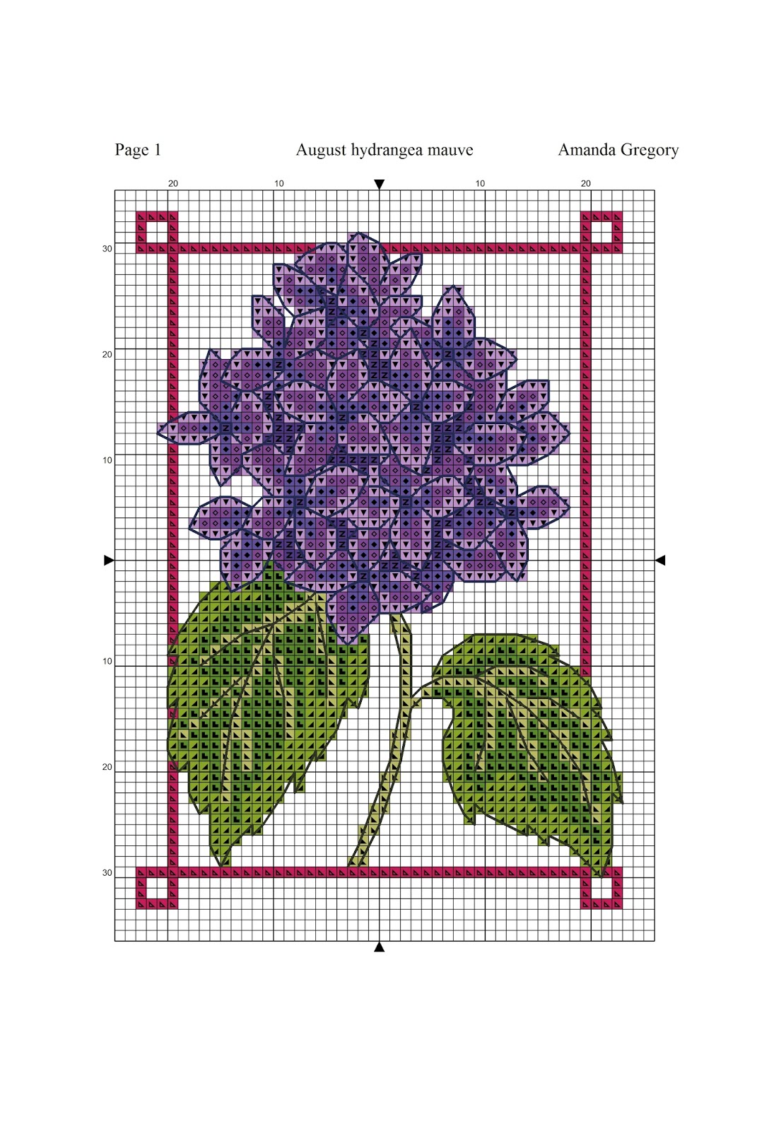August Hydrangea Free Cross Stitch Chart Amanda Gregory Cross stitch Design August Hydrangea Free Cross Stitch Chart Amanda Gregory Cross stitch Design