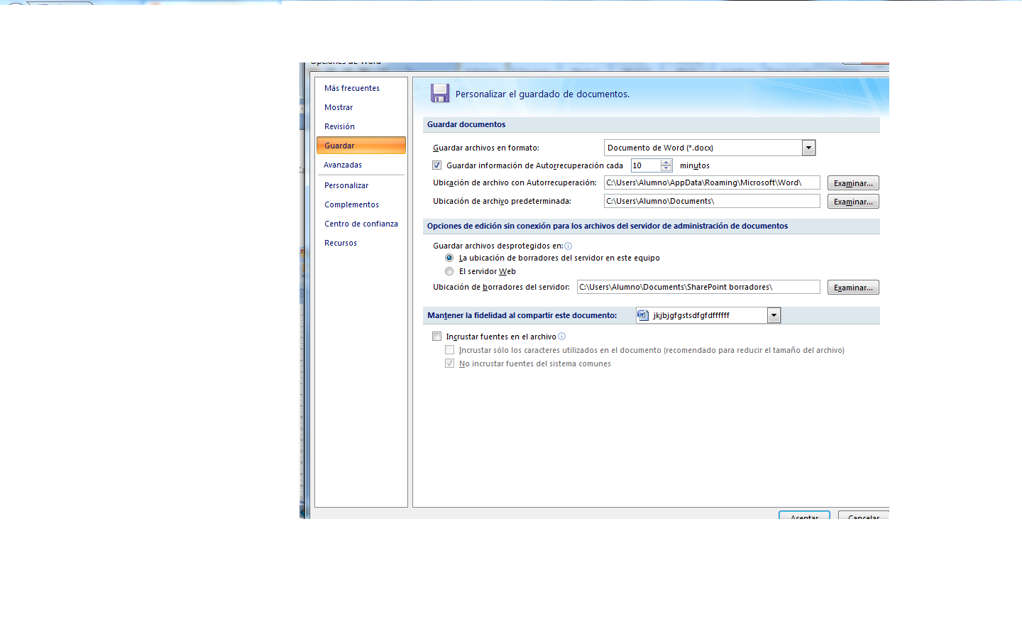 Brenda Paez: OPCIONES GENERALES DE WORD.