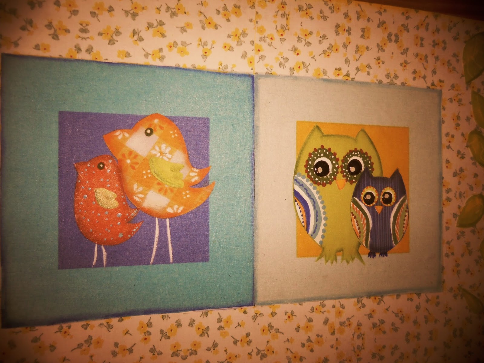Magui Artesanías: CUADRO INFANTIL "BUHOS Y PAJARITOS"