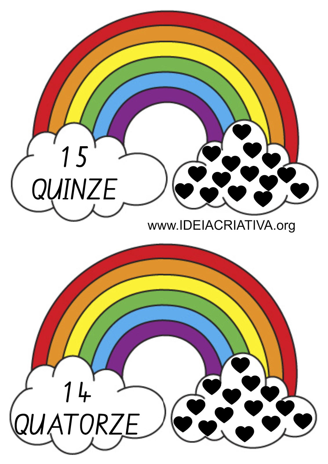 Flash Cards Número e Quantidade Jogo Arco-íris