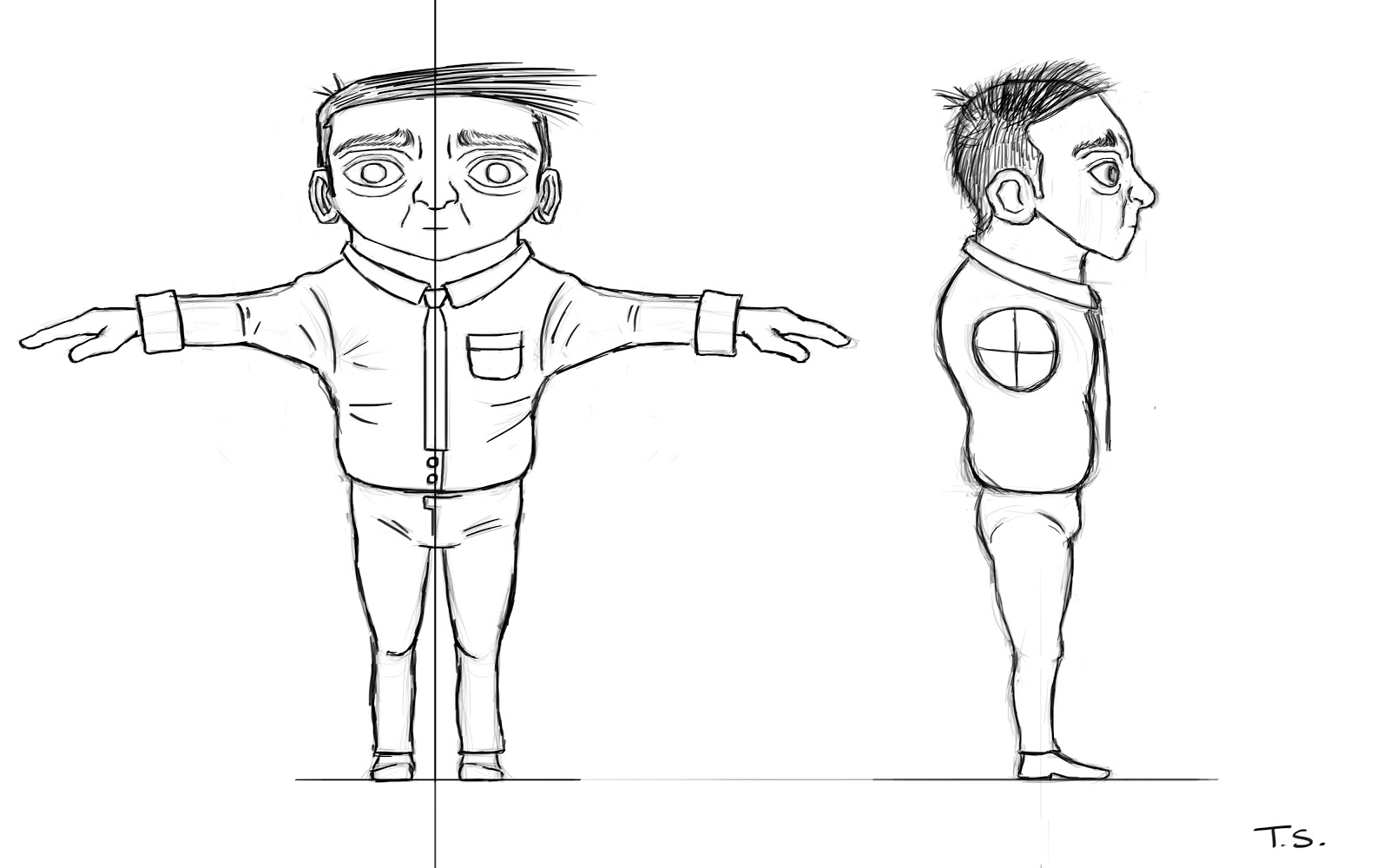 Timothy Steer: Character concept - Orthographic View