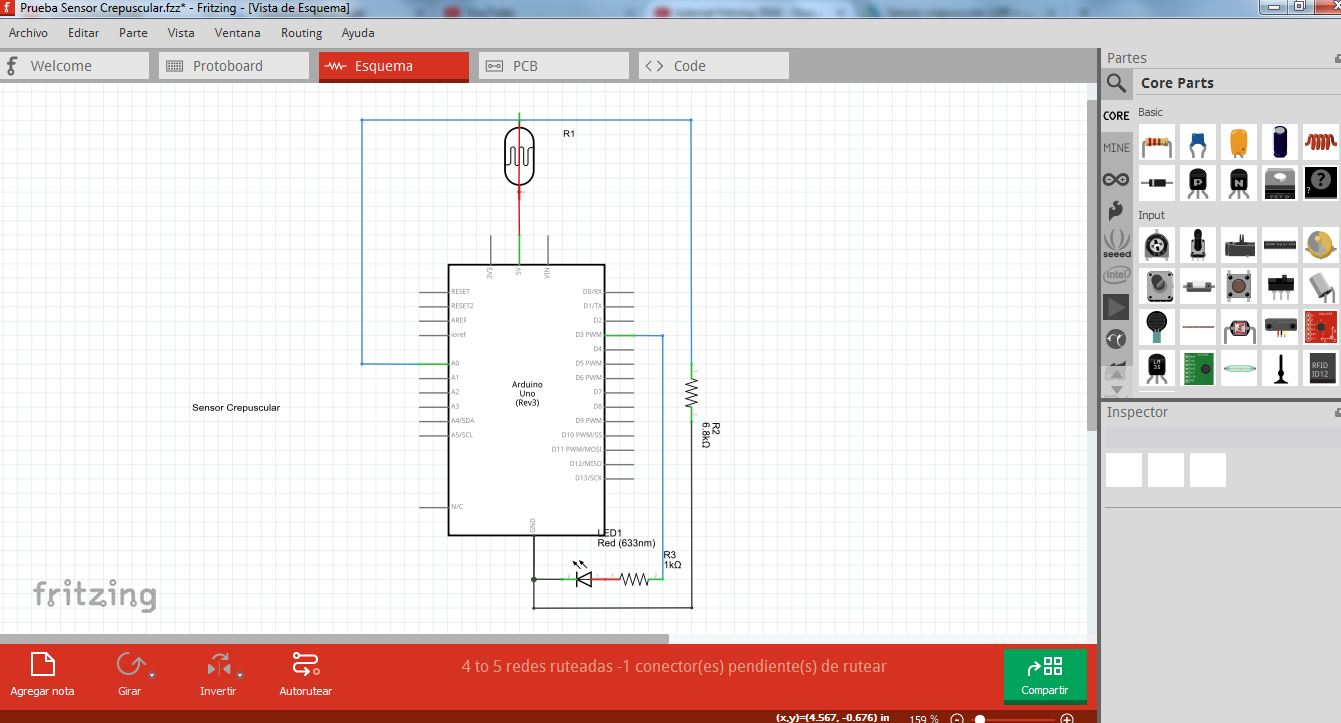 Arduino en Fritzing: EJEMPLO