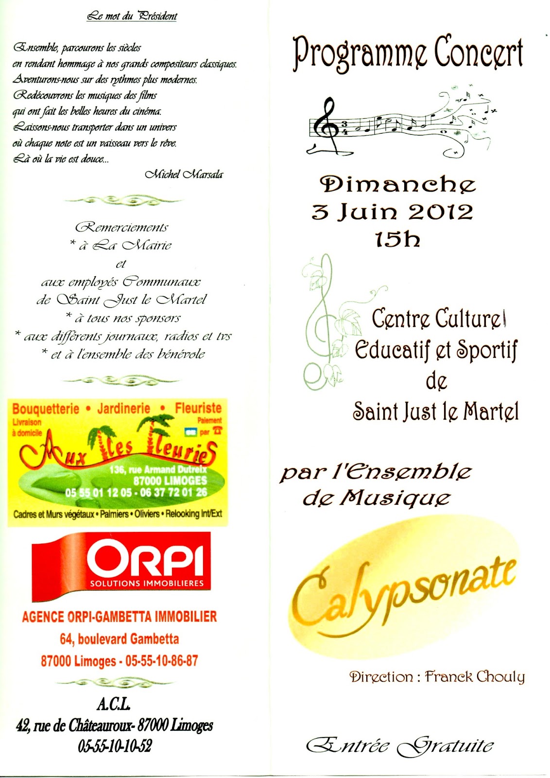 CALYPSONATE: Programmes de concert et affiches