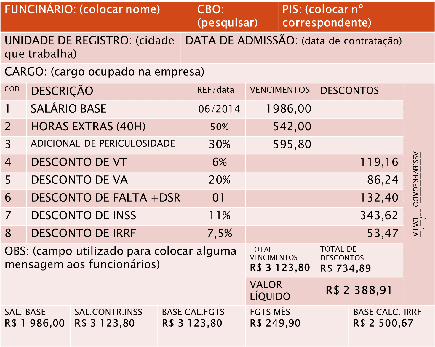 PREENCHIMENTO DO CONTRACHEQUE | Blog da Vanessa Lindoso