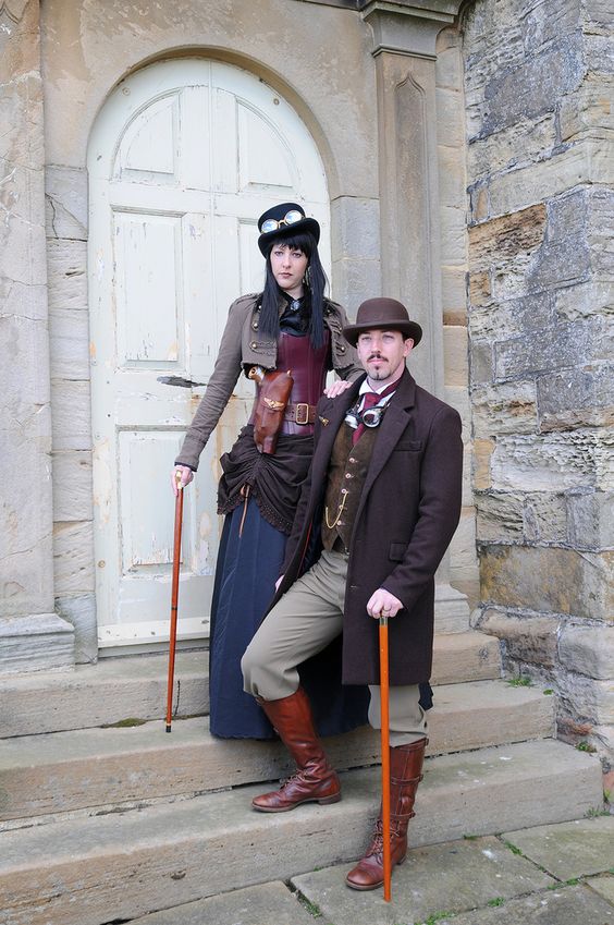 Steampunk Fashion Guide: Steampunk Couple with Matching Canes
