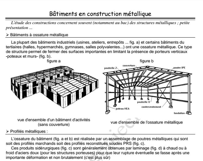 Cours bâtiments en construction métallique - initiation | Cours génie ...