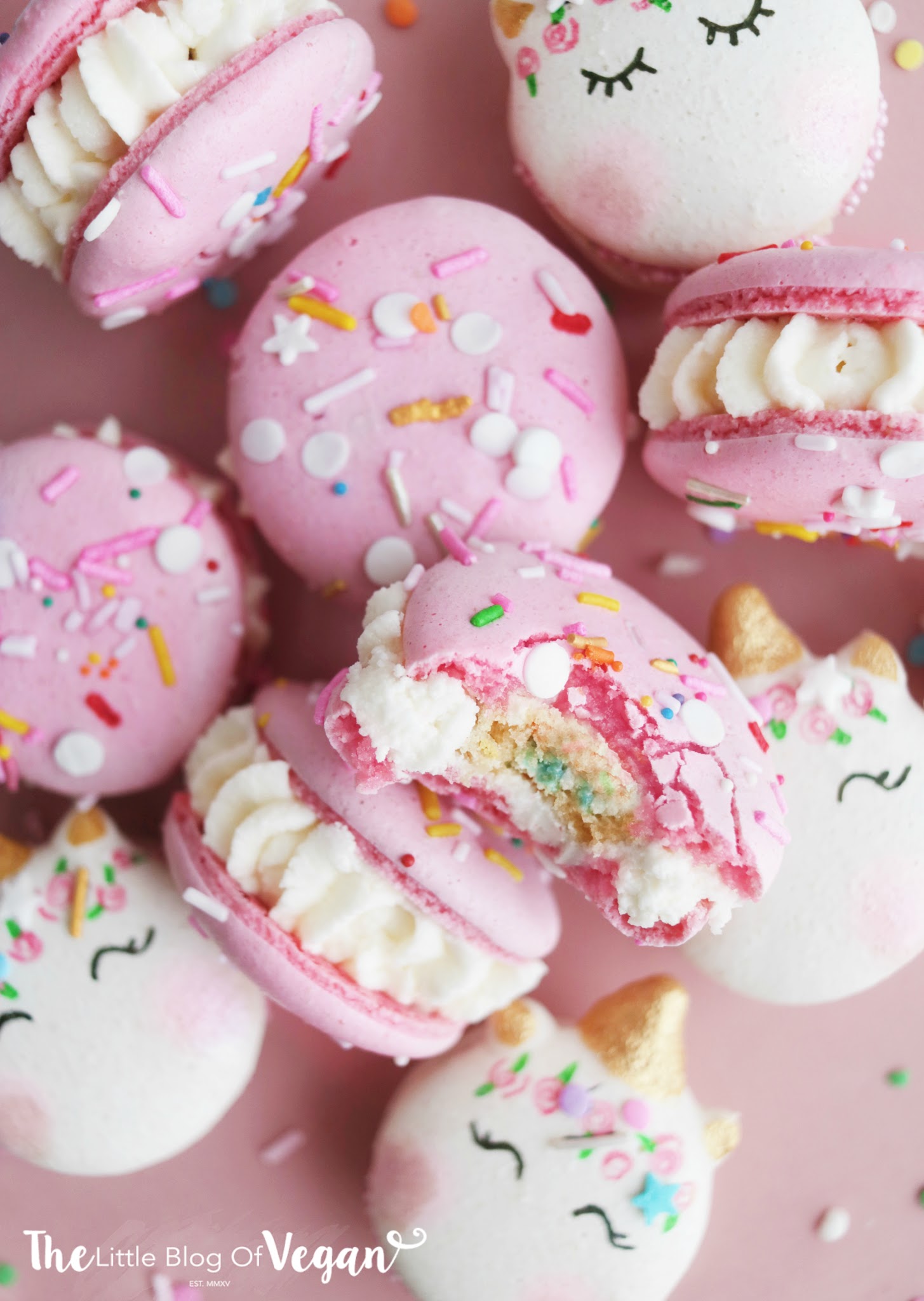 Unicorn birthday cake macarons recipe - The Little Blog Of Vegan