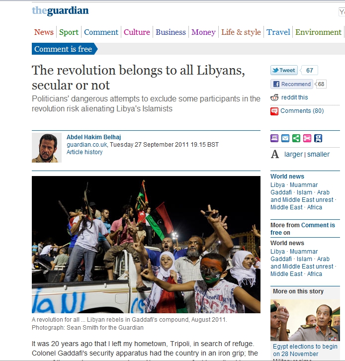 Al Qaeda LIFG leader Abdul Belhaj writes column for Guardian