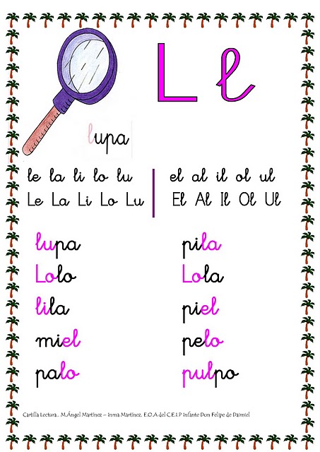 MAESTRA PURIFICACION REINA : FICHAS LECTURA L