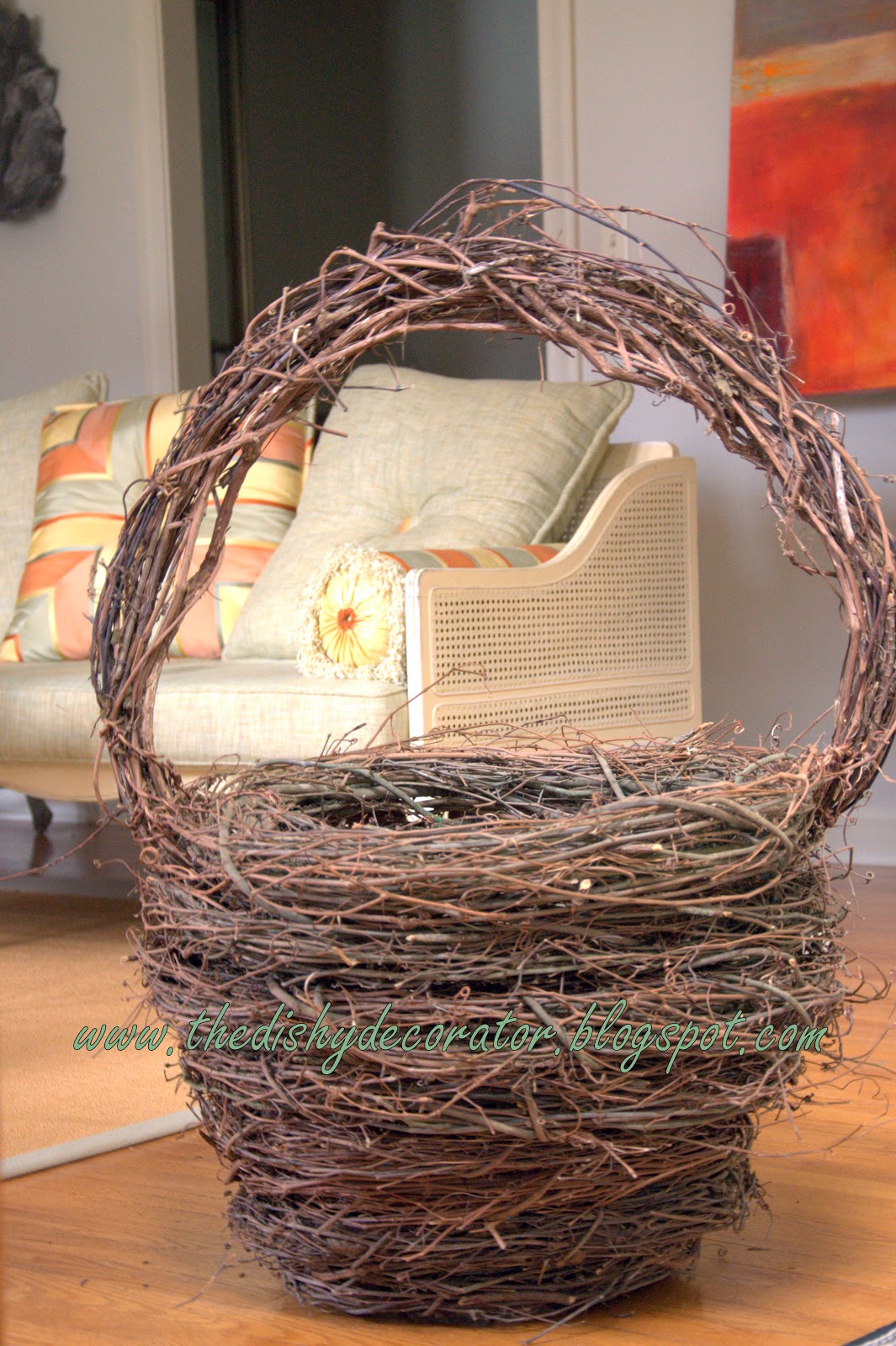 The Dishy Decorator: Jinormous Grapevine Wreath Easter Basket