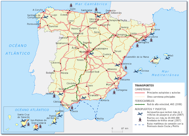 Geógrafo 2º Bachillerato : MAPA DE LAS PRINCIPALES REDES DE TRANSPORTE ...