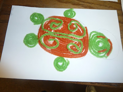 The Crafts Corner: Little Hands Art #1 - Art work made with yarn and glue
