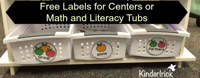 What Worked Well Wednesday- Center Tub Labels- FREEBIE! | KinderIrick