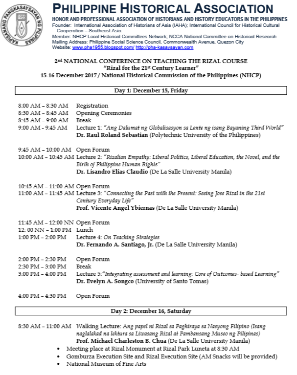 Philippine Historical Association: PHA Holds 2nd National Conference on ...