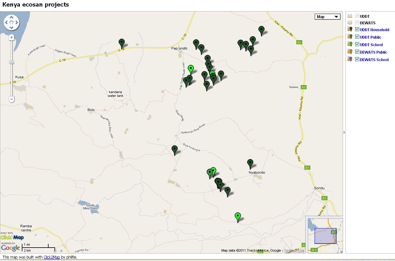 Ecosan Kenya Network: Maps of ecosan projects in Kenya
