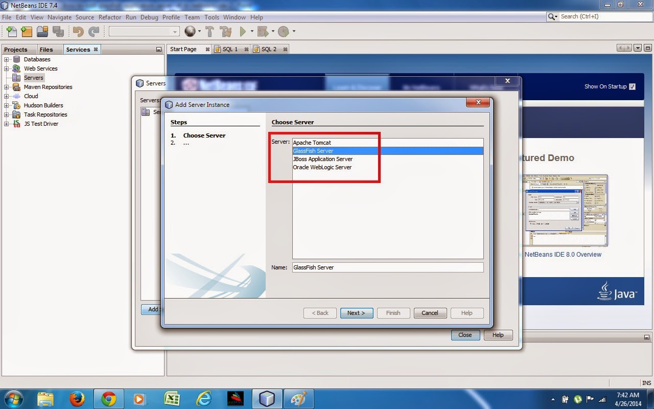 How to register GlassFish Java-EE Application Server V4 with NetBeans-IDE
