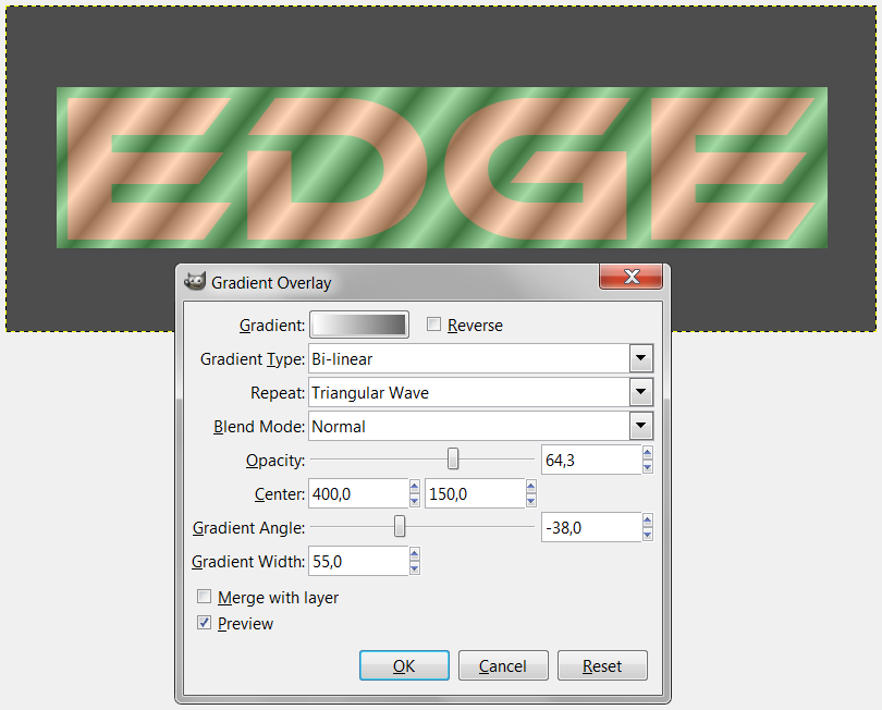 Gimp Science Labs: shiny diagonal Edges