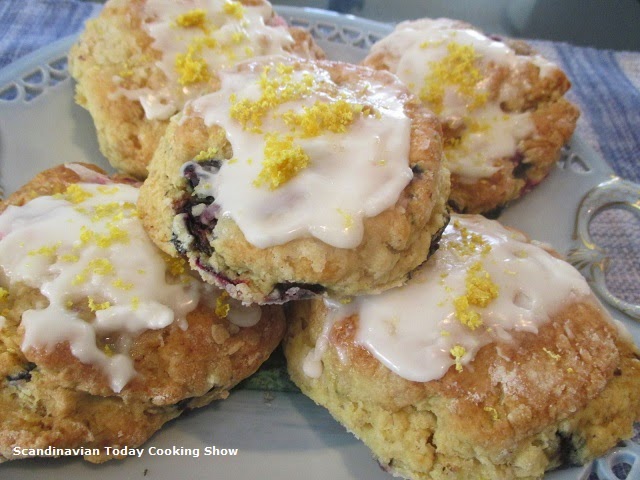 Scandinavian Today Cooking Show: Blueberry Almond Scones with Lemon Glaze