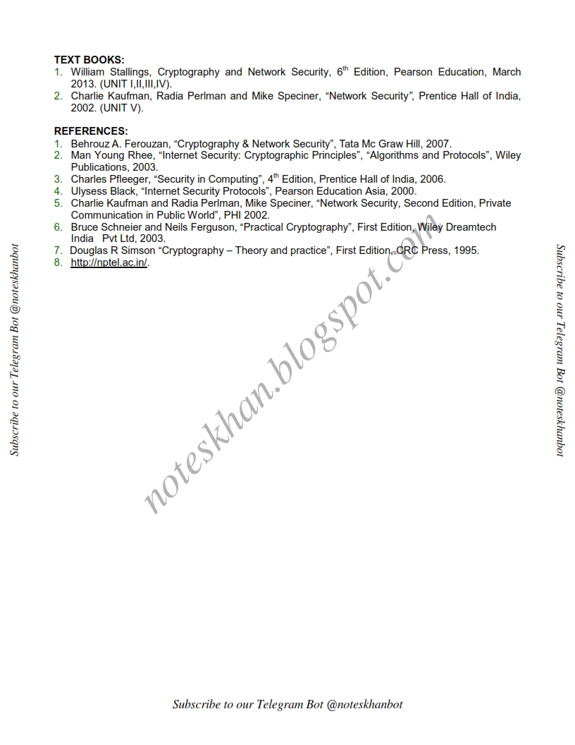 Cs6701 Cryptography And Network Security Syllabus Semester Vii It Btech Anna University