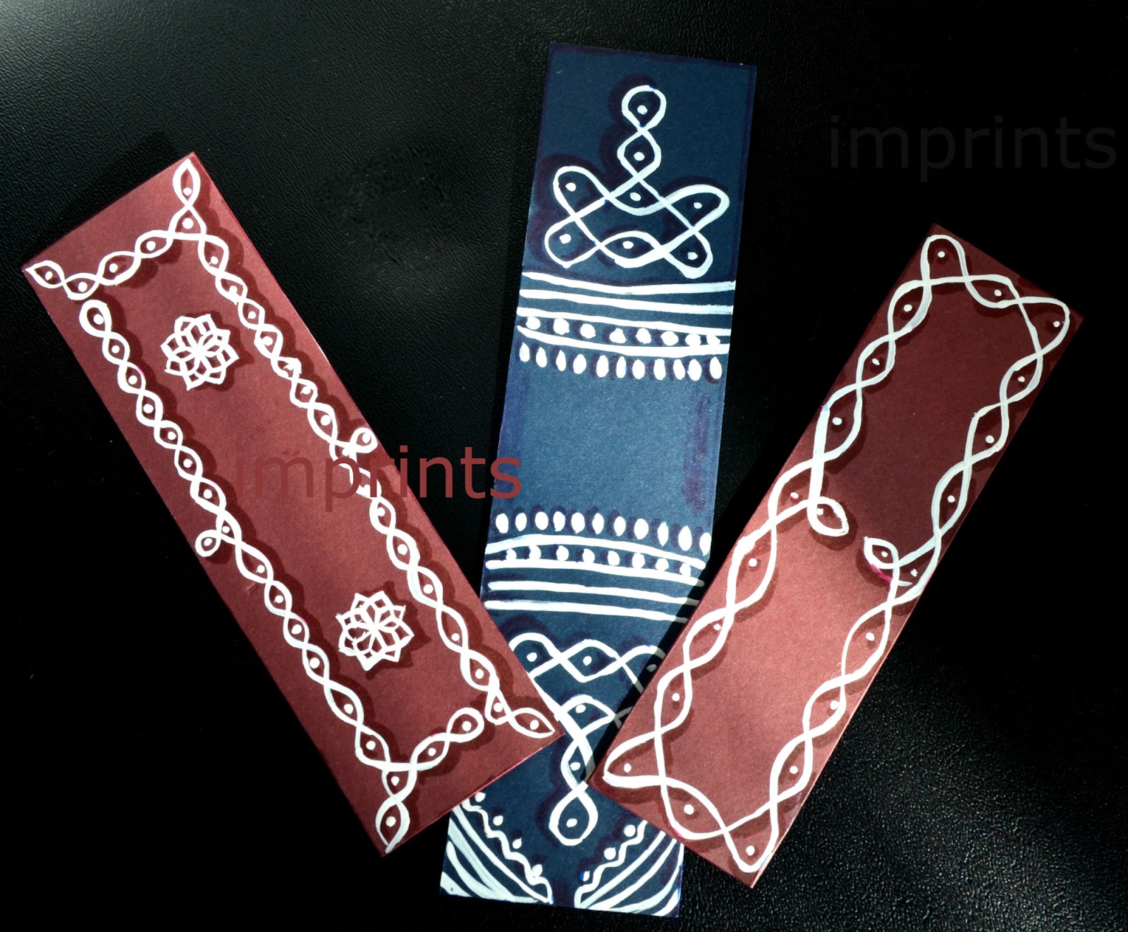 imprints handmade: Rangolis on my bookmarks