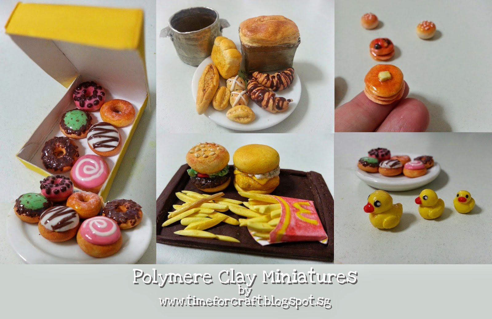 Polymere Clay Miniatures, Bread and Donuts